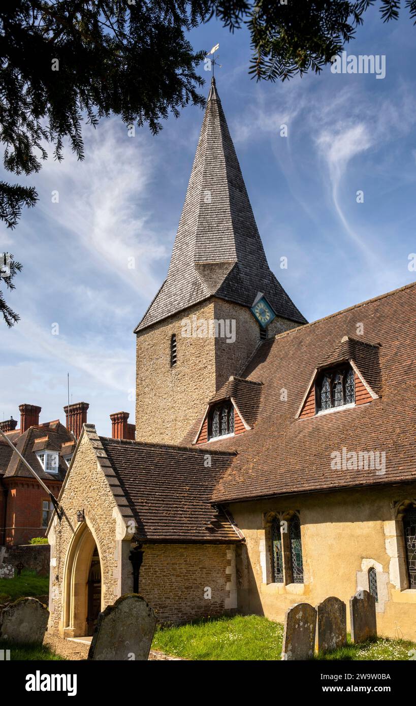 UK, England, Surrey, Compton, St Nicholas’ village church with Pre ...