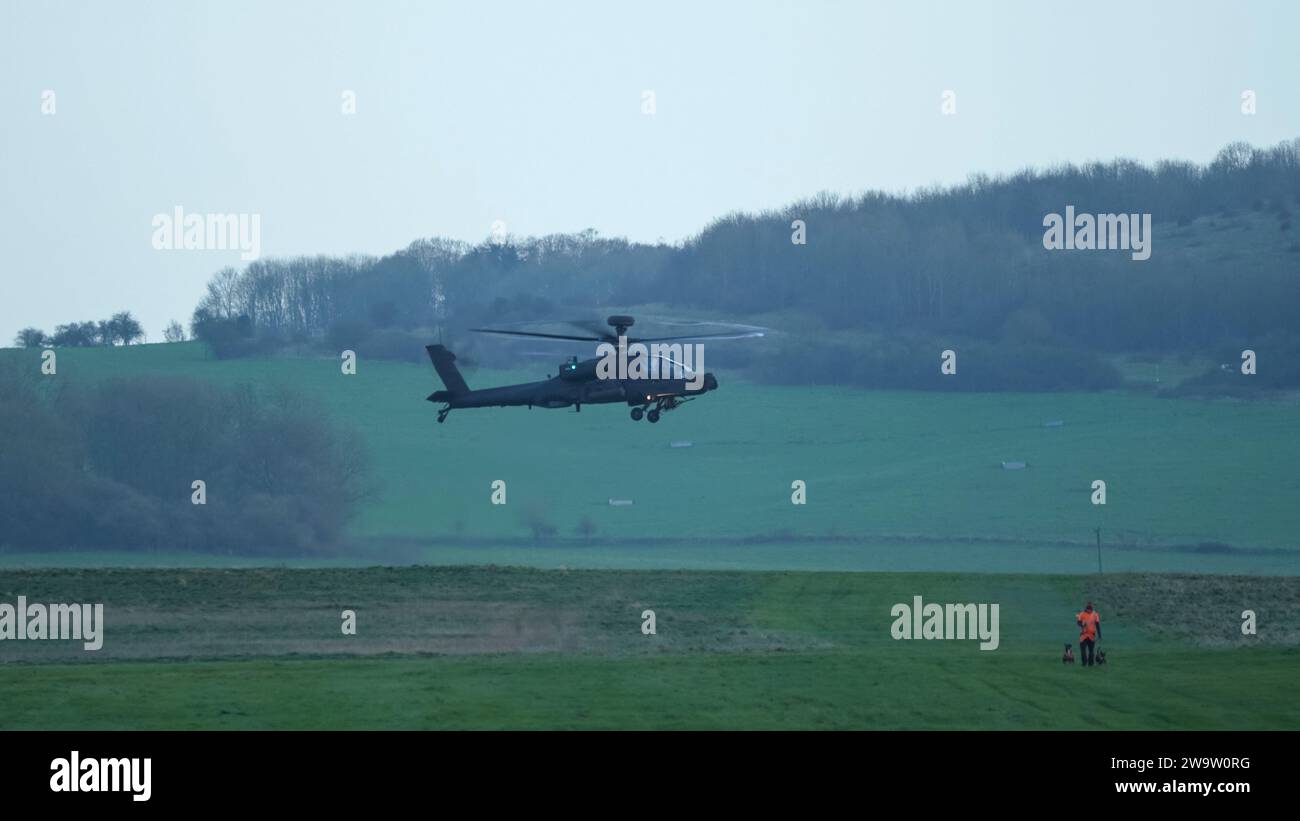 British army Boeing Apache Attack helicopter AH64E (AH-64E) in flight ...