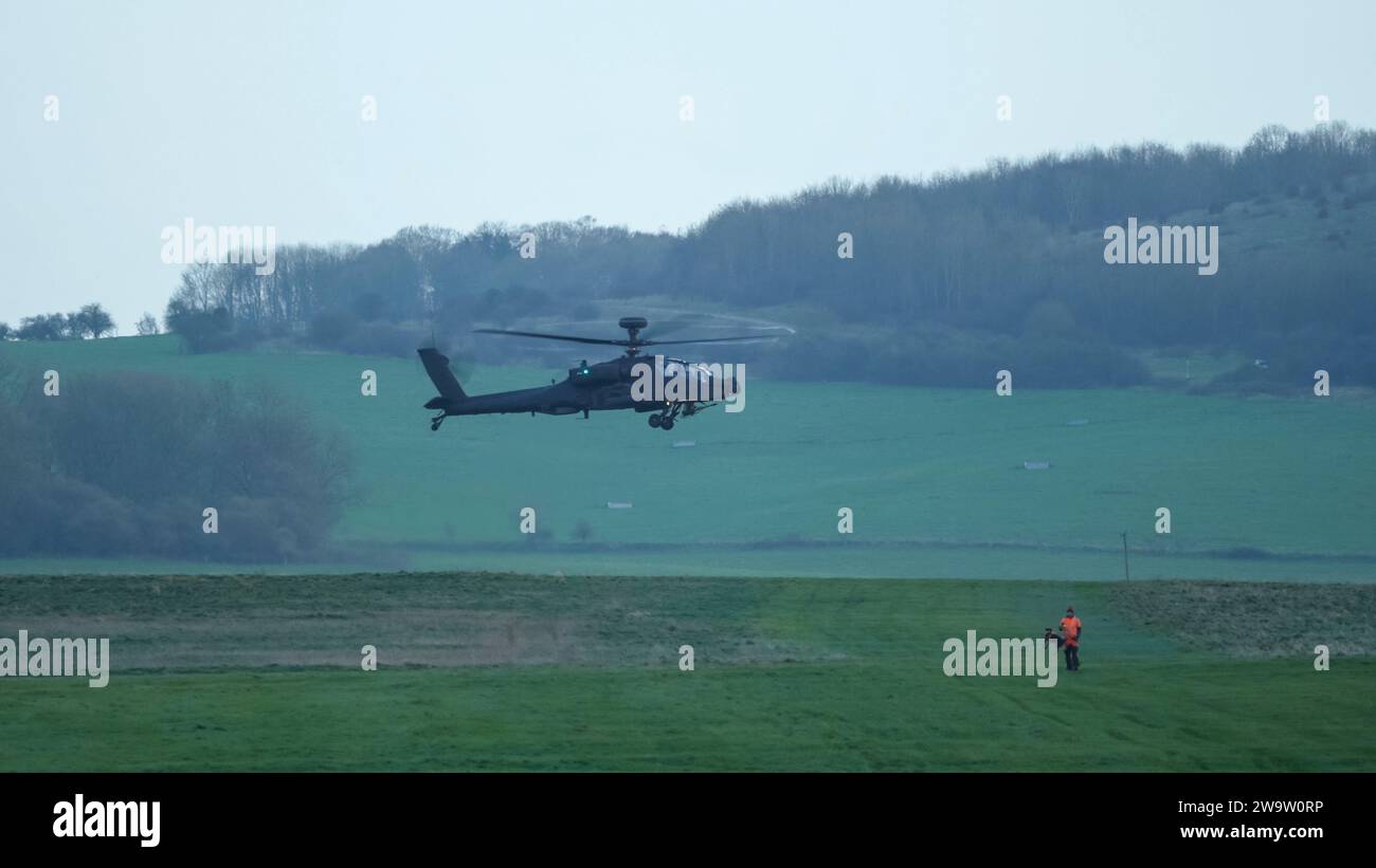 British army Boeing Apache Attack helicopter AH64E (AH-64E) in flight ...