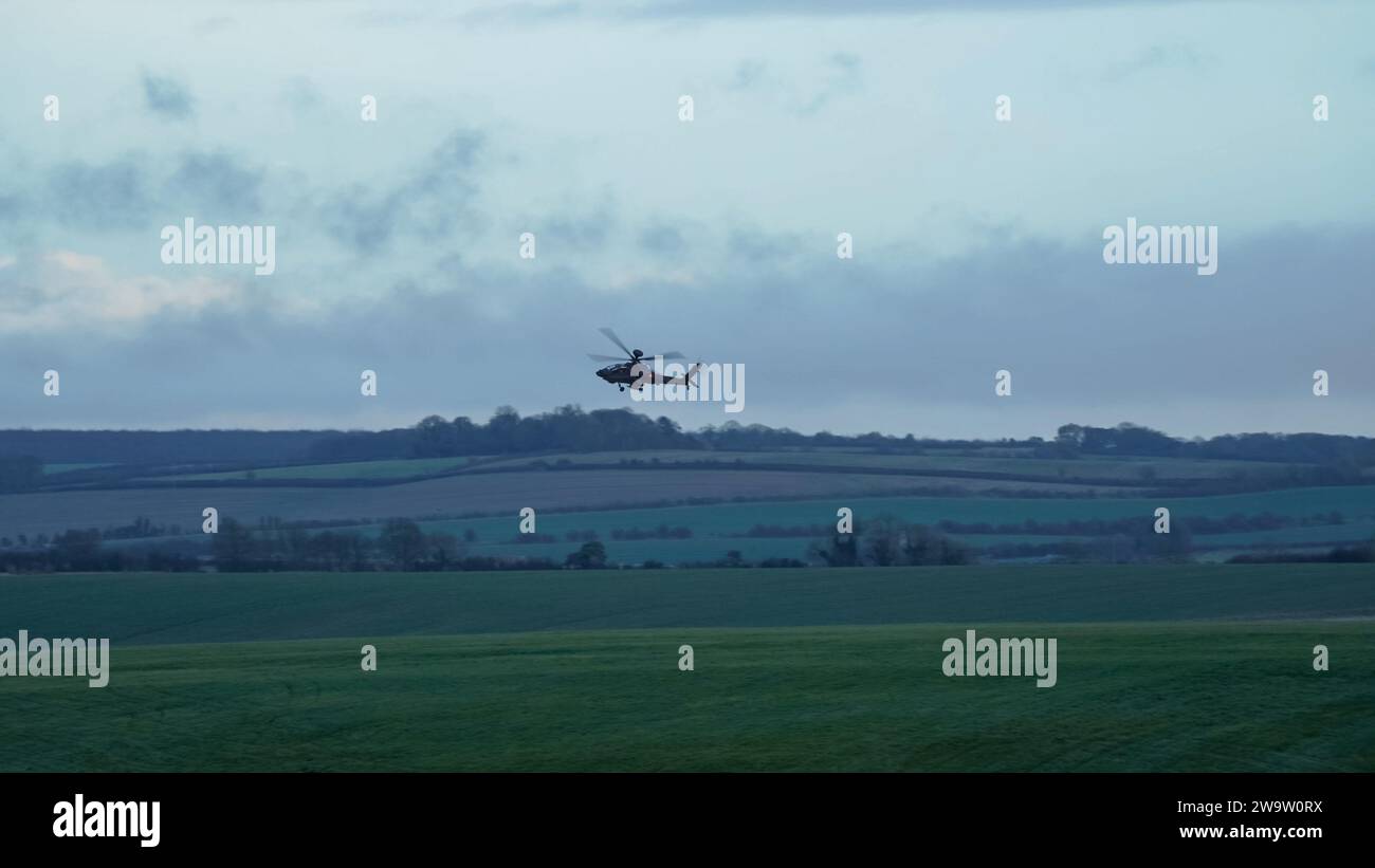 British army Boeing Apache Attack helicopter AH64E (AH-64E) in flight ...