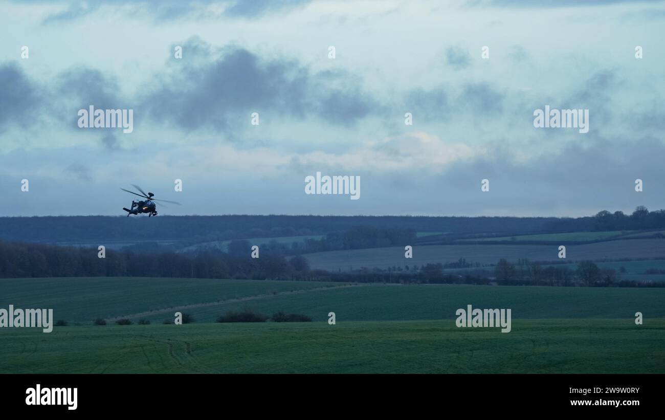 British army Boeing Apache Attack helicopter AH64E (AH-64E) in flight ...