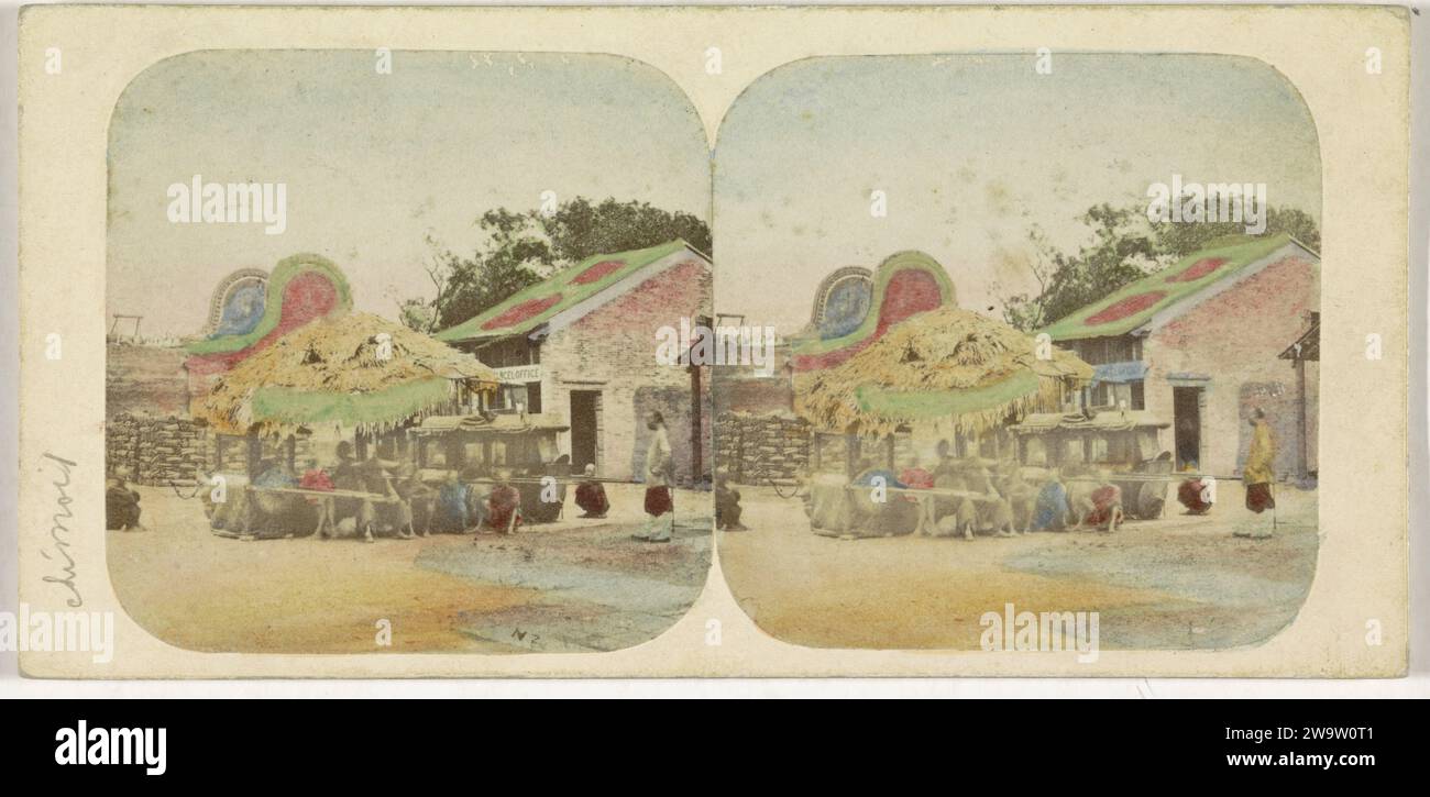 Views in China Canton Group of Palanquin Bearers, resting opposite the ...