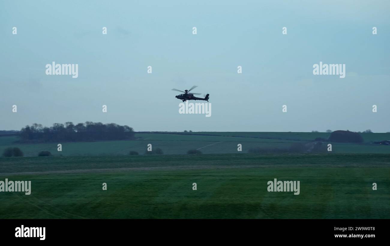 British army Boeing Apache Attack helicopter AH64E (AH-64E) in flight ...
