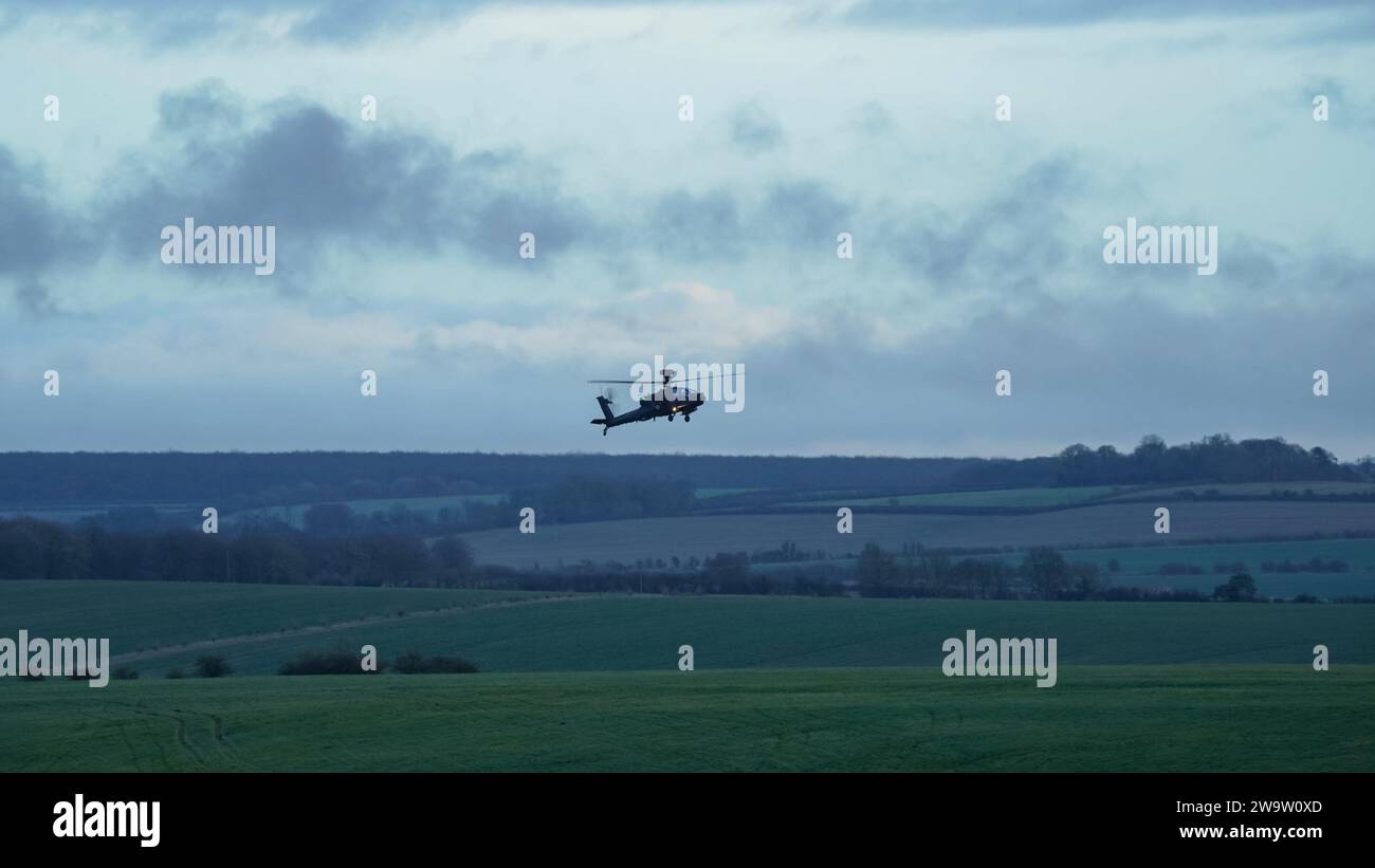 British army Boeing Apache Attack helicopter AH64E (AH-64E) in flight ...