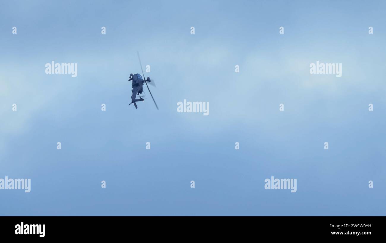 British army Boeing Apache Attack helicopter AH64E (AH-64E) in flight ...