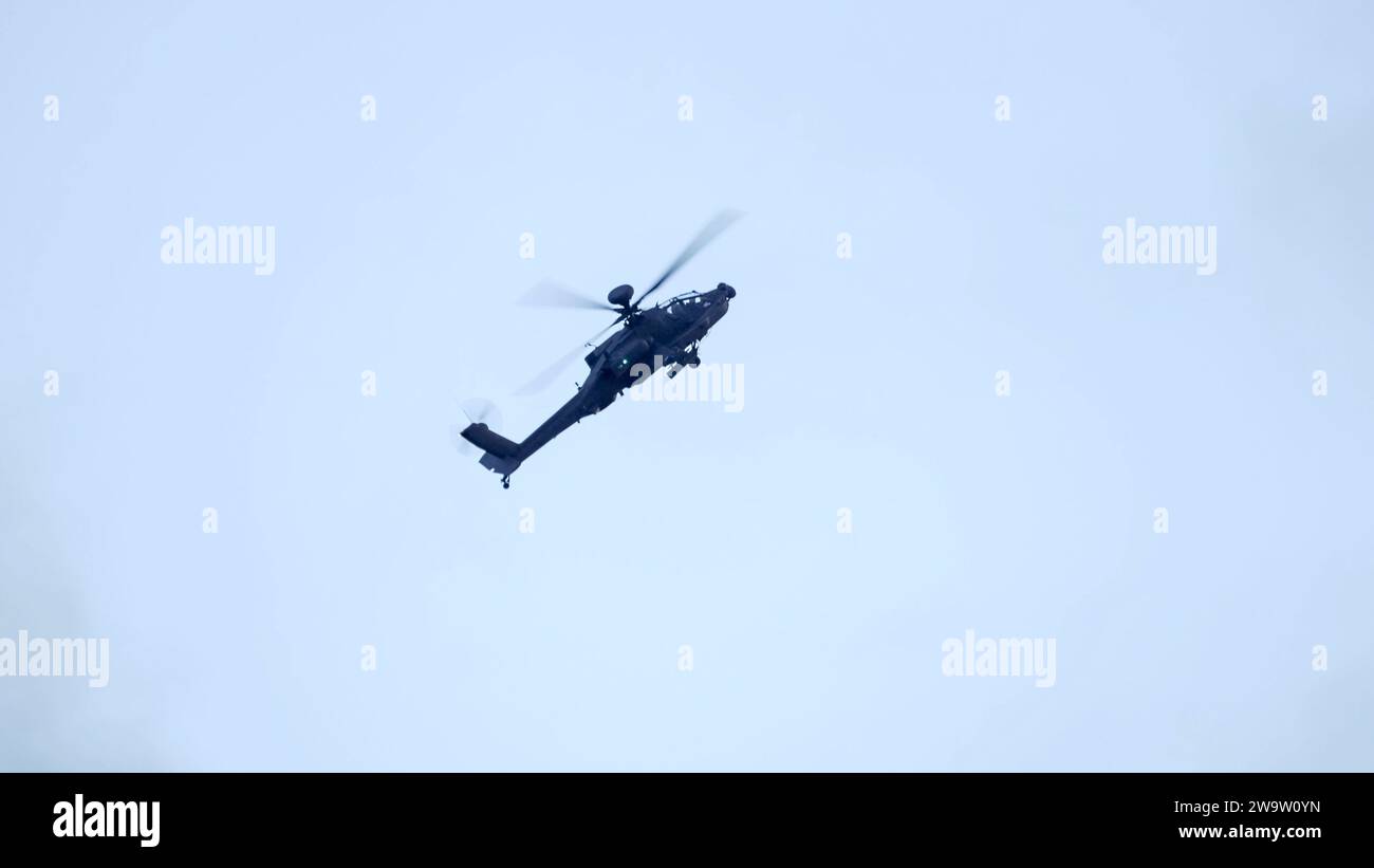 British army Boeing Apache Attack helicopter AH64E (AH-64E) in flight ...