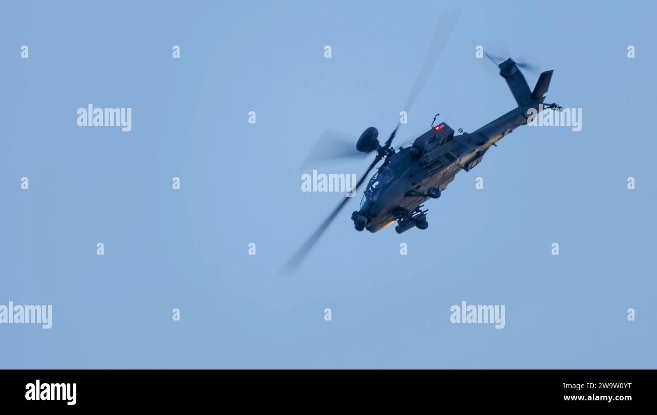 British Army Boeing Apache Attack Helicopter Ah64e Ah 64e In Flight