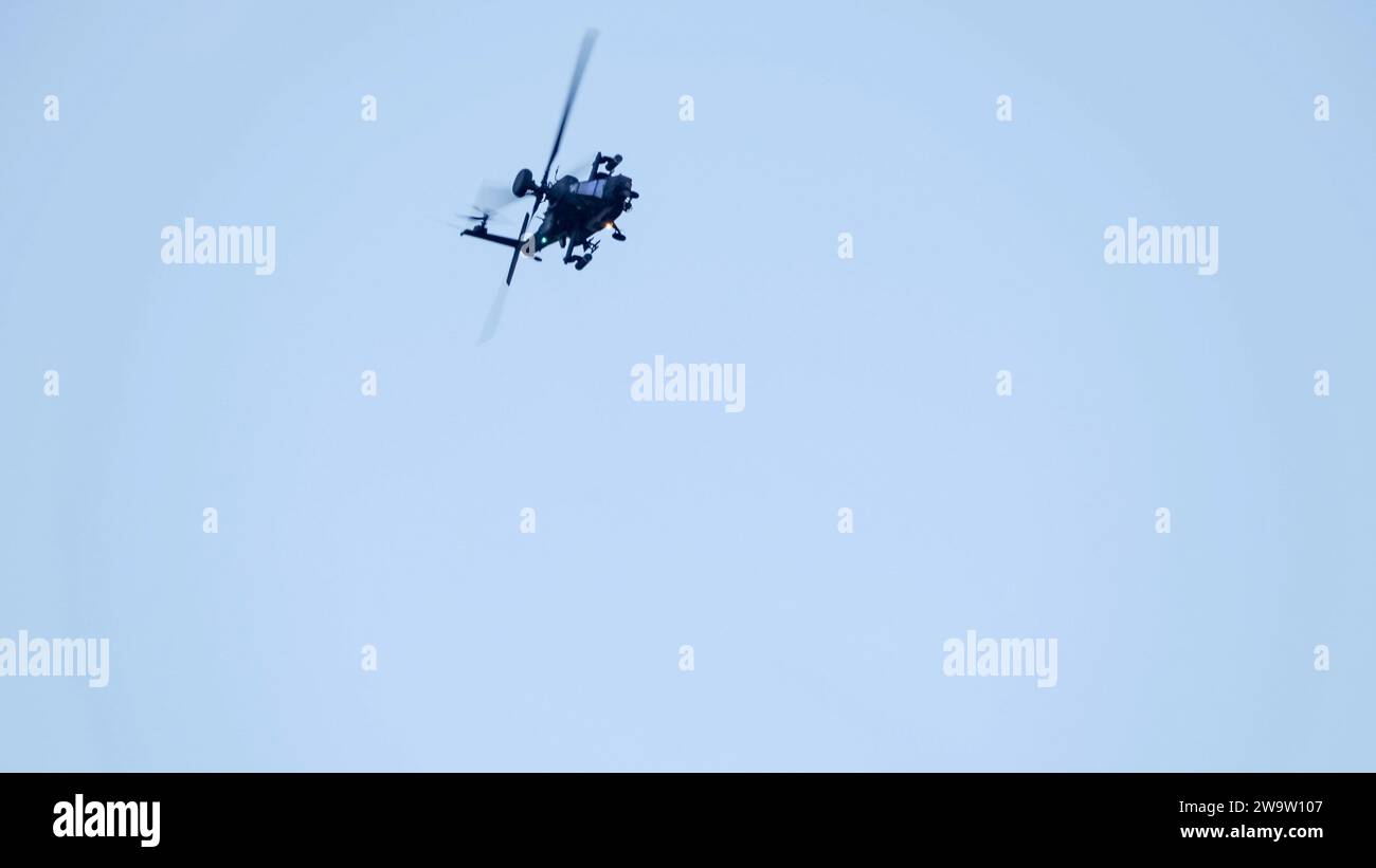 British army Boeing Apache Attack helicopter AH64E (AH-64E) in flight ...