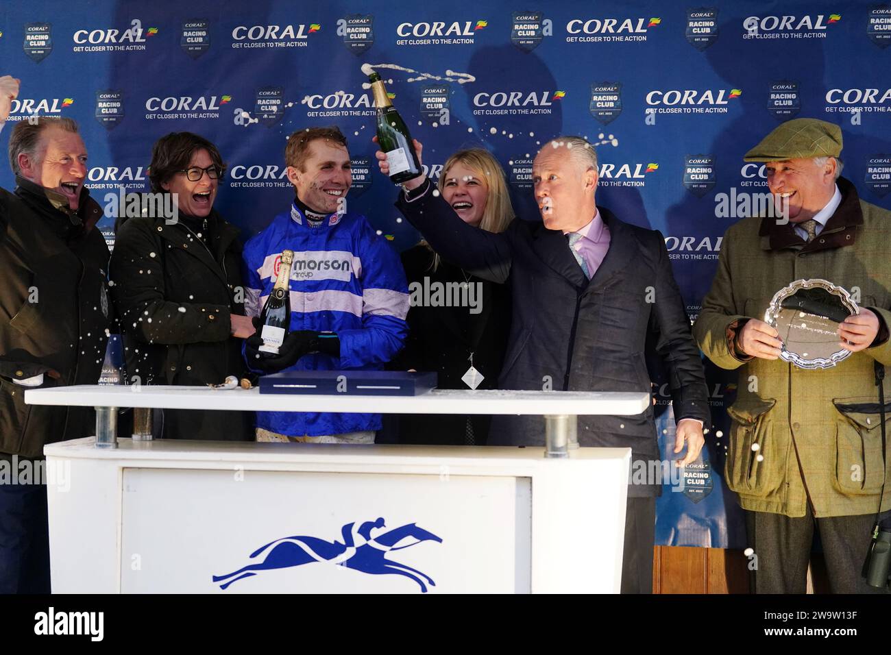 Jockey Harry Cobden and connections celebrate winning the Coral Challow ...