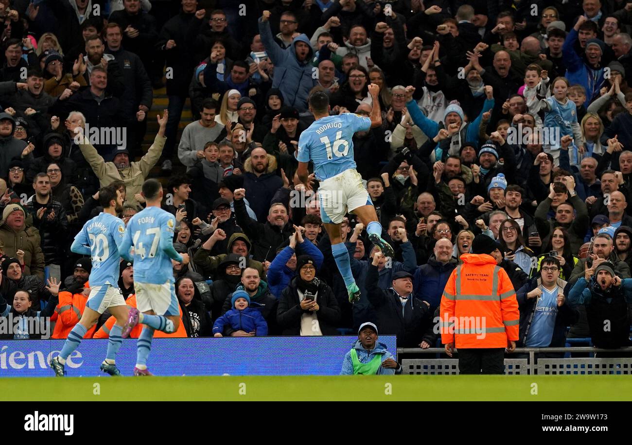 Manchester City's Rodri celebrates scoring their side's first goal of ...