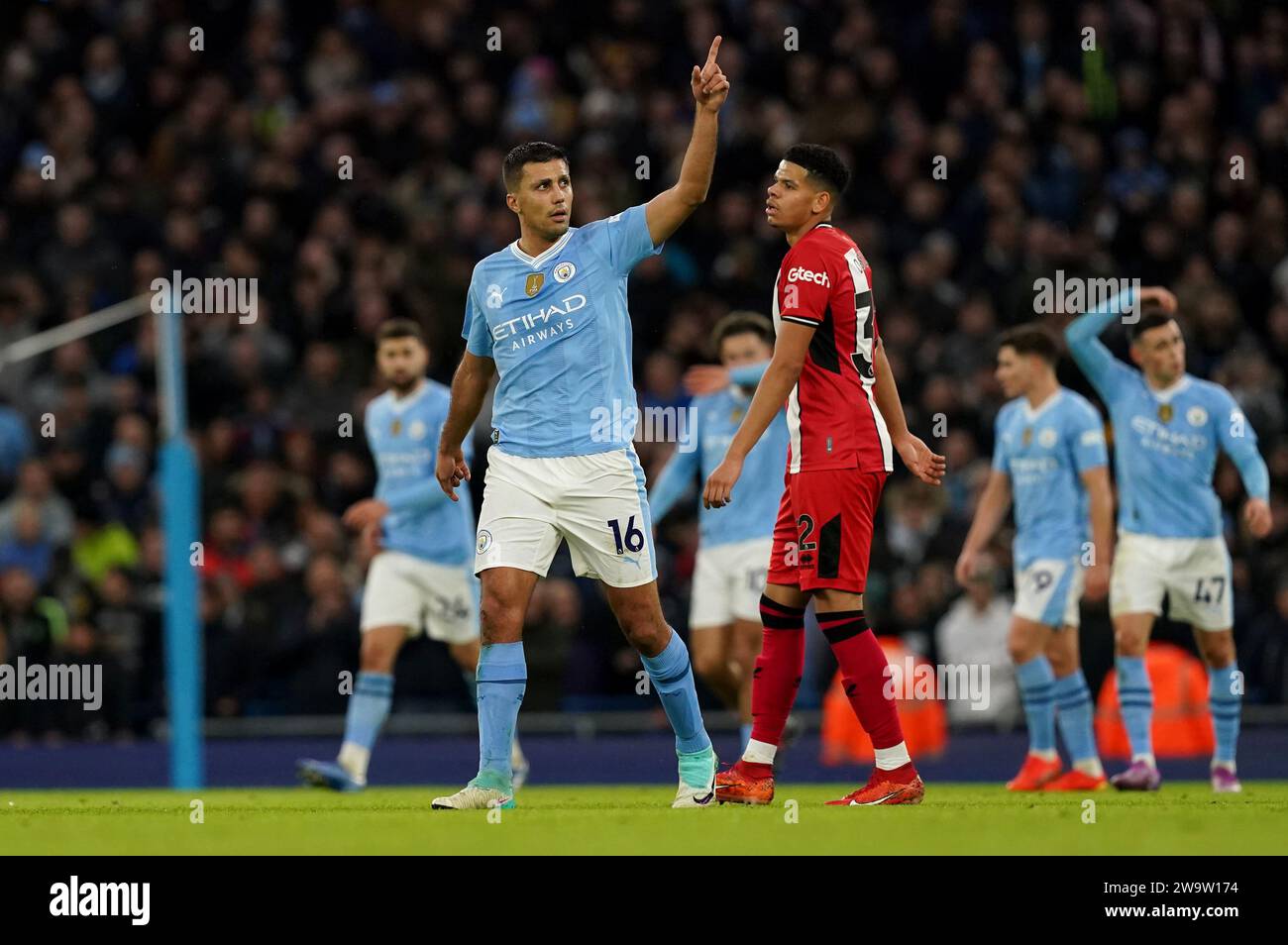 Manchester City's Rodri celebrates scoring their side's first goal of ...