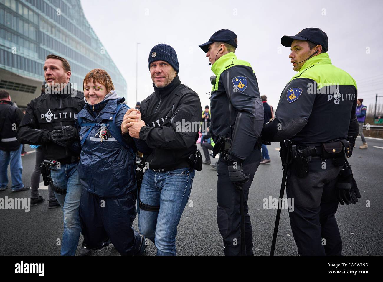 AMSTERDAM - Protesters from Extinction Rebellion during a blockade of ...
