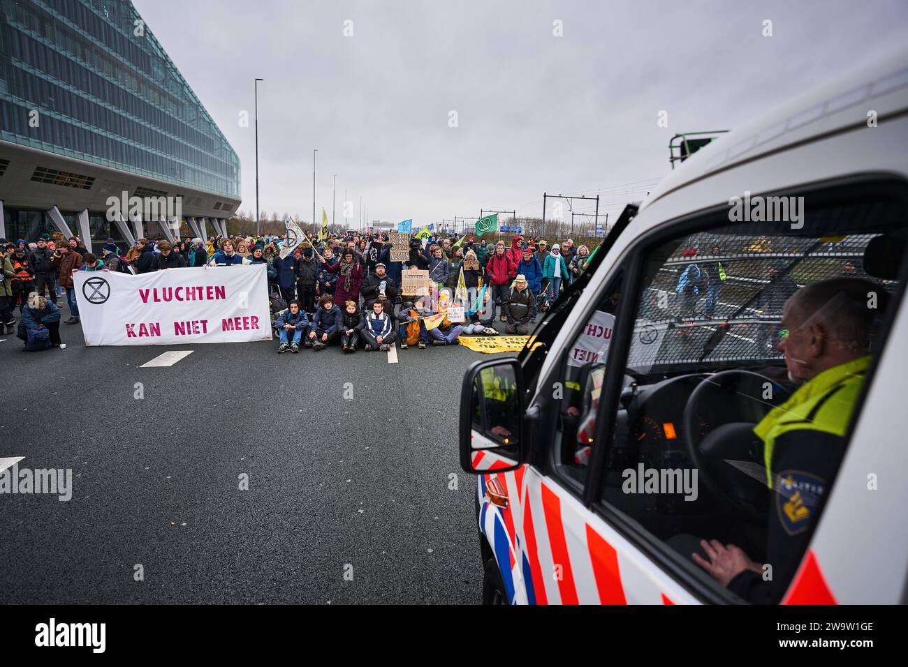 AMSTERDAM - Protesters from Extinction Rebellion during a blockade of ...