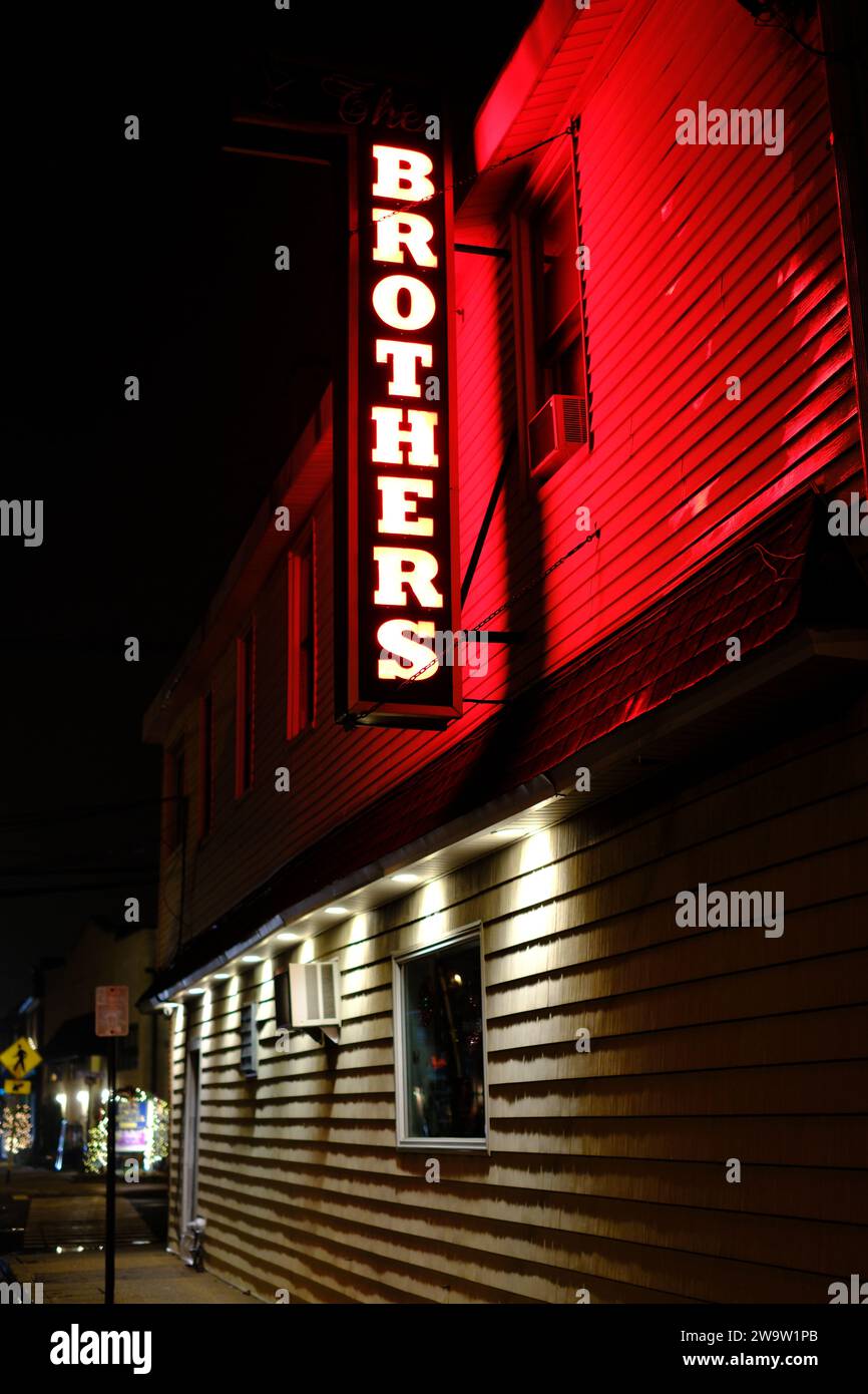 Restaurant sign during nighttime in Red Bank, NJ, USA Stock Photo - Alamy