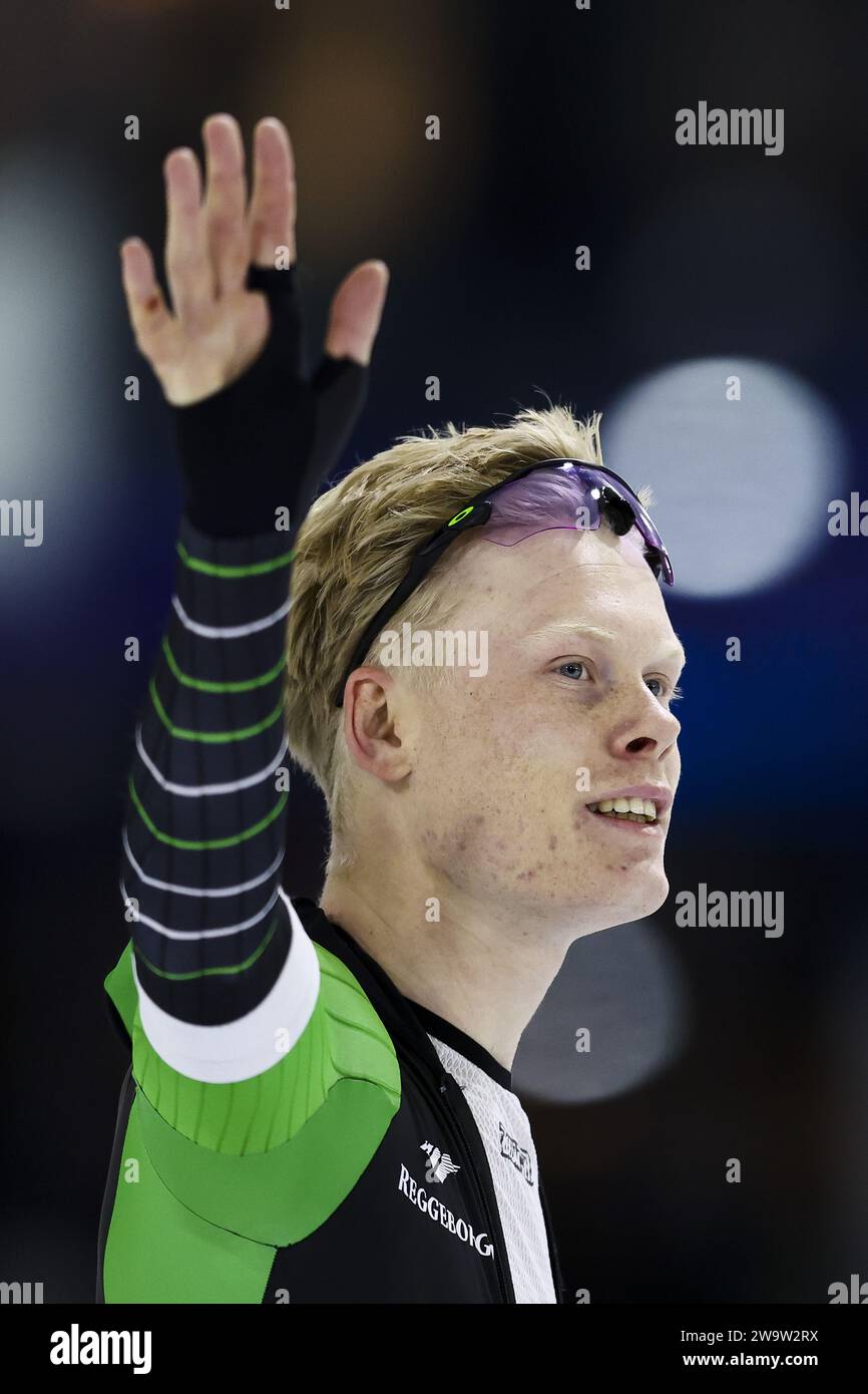 HEERENVEEN - Tim Prins reacts after the 1000 meters during the last day ...