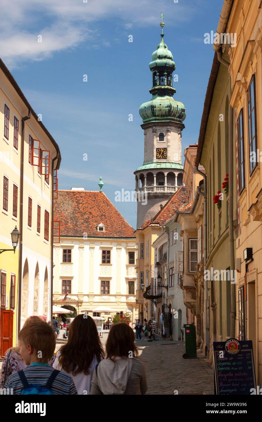 Old firewatch tower in the old town of Sopron in Hungary on the border ...
