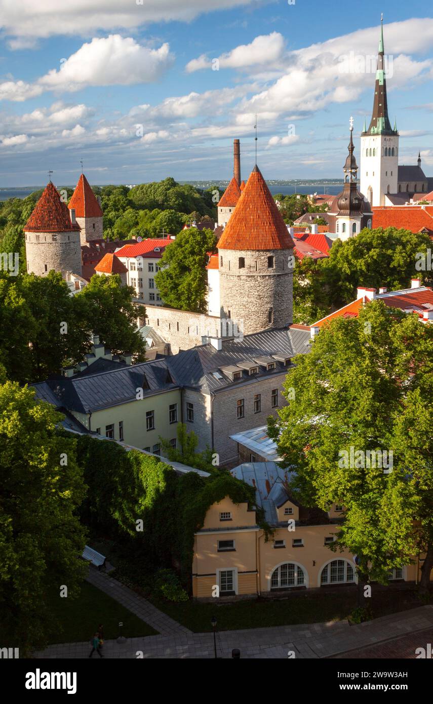 View of the medieval old town from Toompea hill in Tallinn in Estonia ...