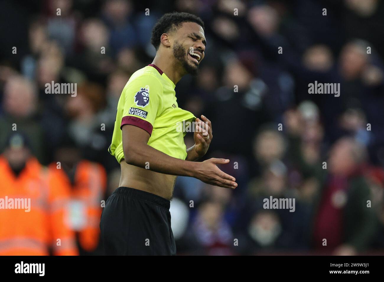 Birmingham, UK. 30th Dec, 2023. Lyle Foster of Burnley reacts after his ...