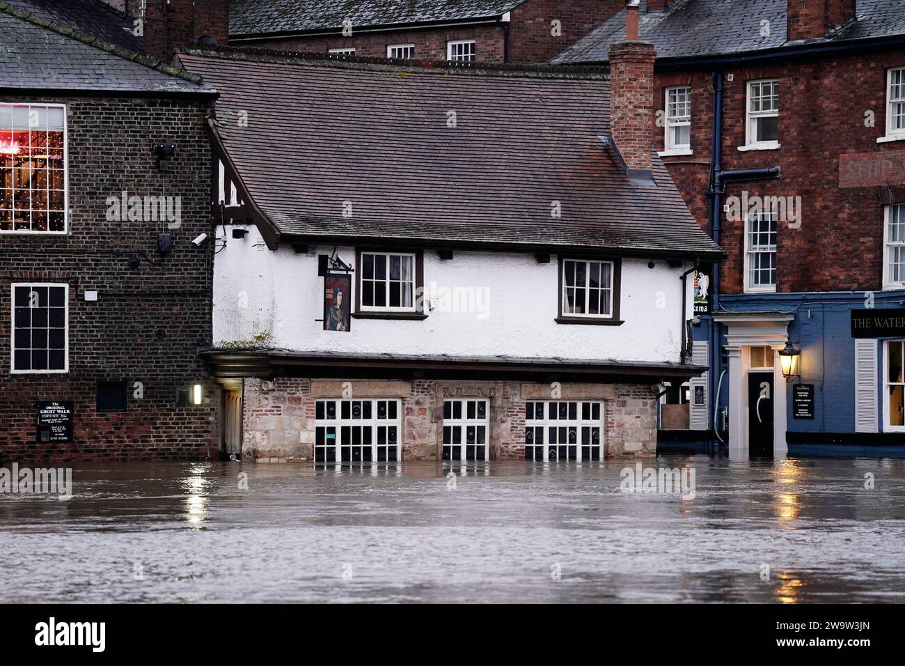 Flood water in York, Yorkshire, after the River Ouse burst its banks ...