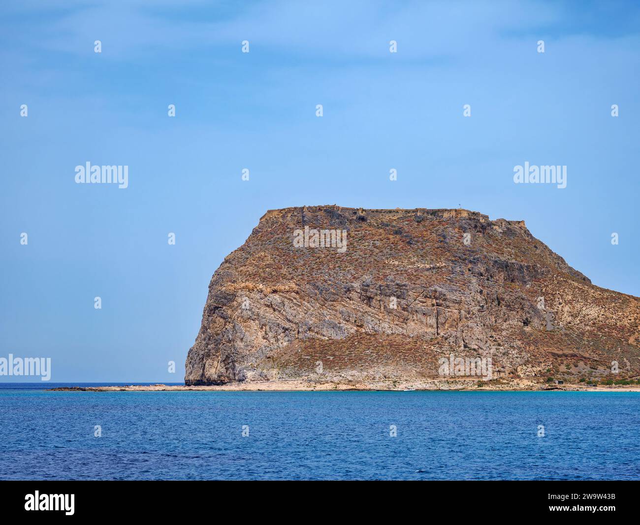 View towards the Venetian Fort Ruins, Imeri Gramvousa, Chania Region ...