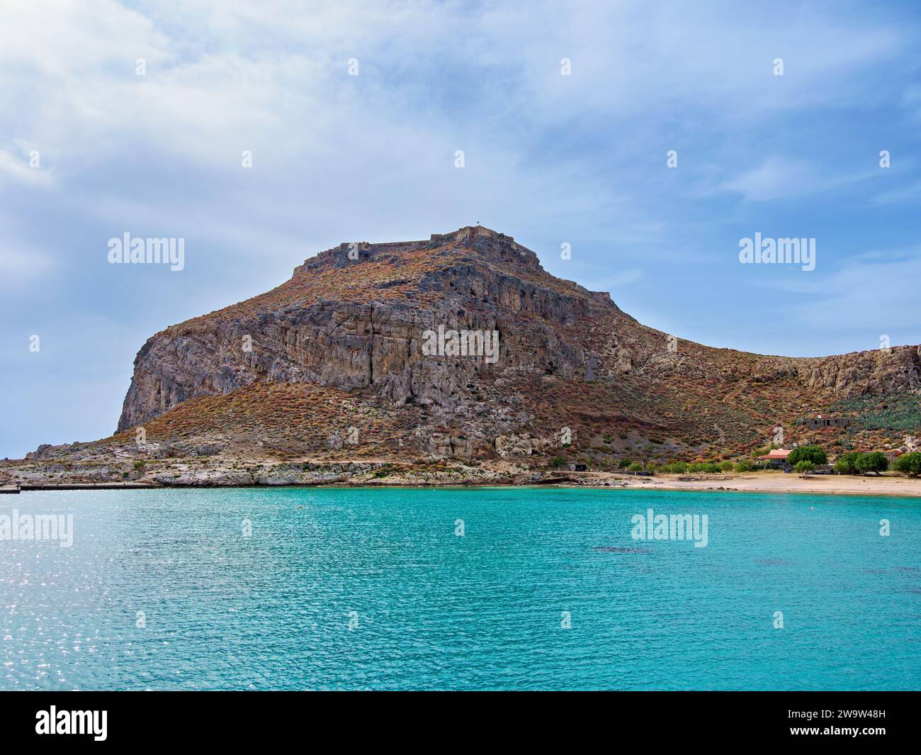 View towards the Venetian Fort Ruins, Imeri Gramvousa, Chania Region ...
