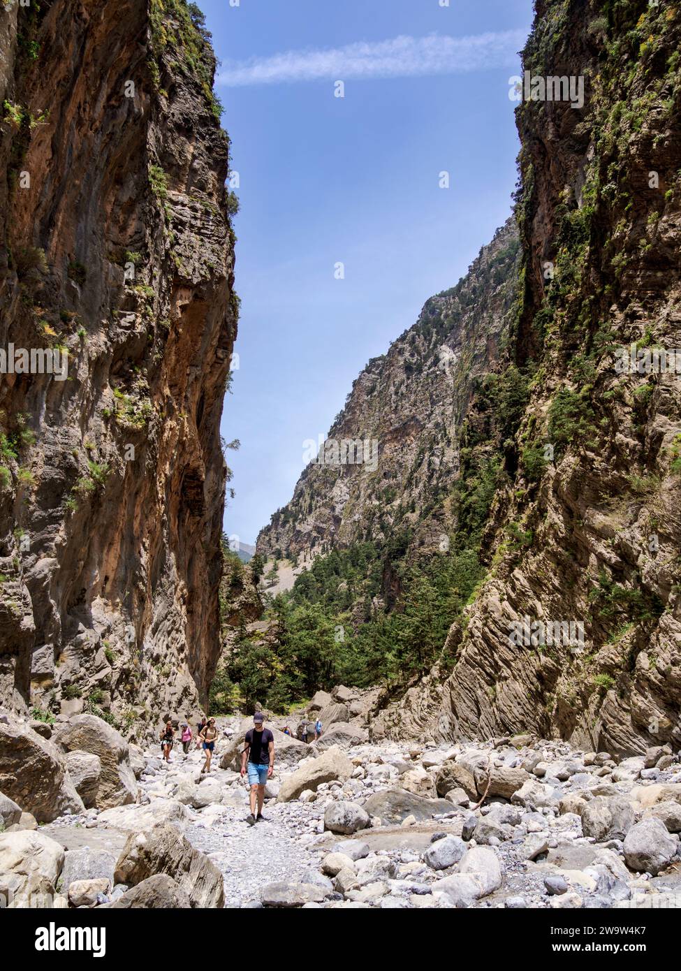 People trekking at the Samaria Gorge, Chania Region, Crete, Greece ...