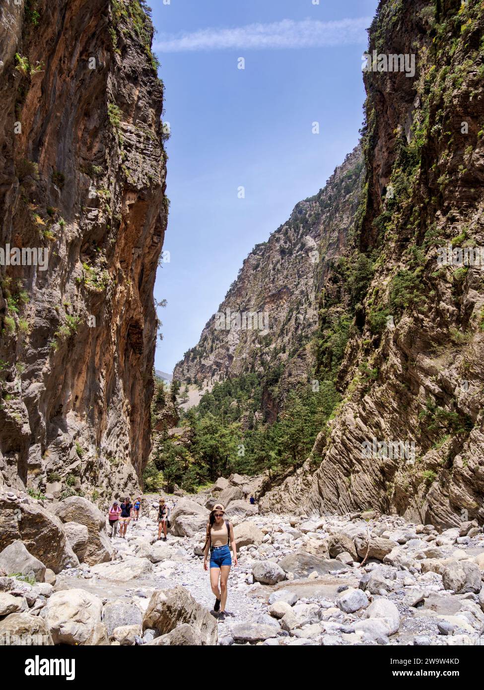 People trekking at the Samaria Gorge, Chania Region, Crete, Greece ...