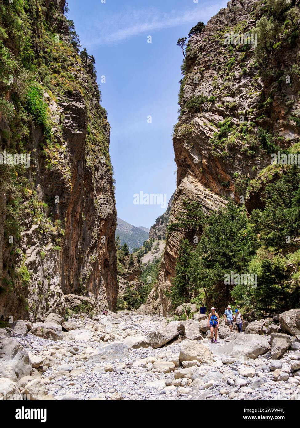 People trekking at the Samaria Gorge, Chania Region, Crete, Greece ...