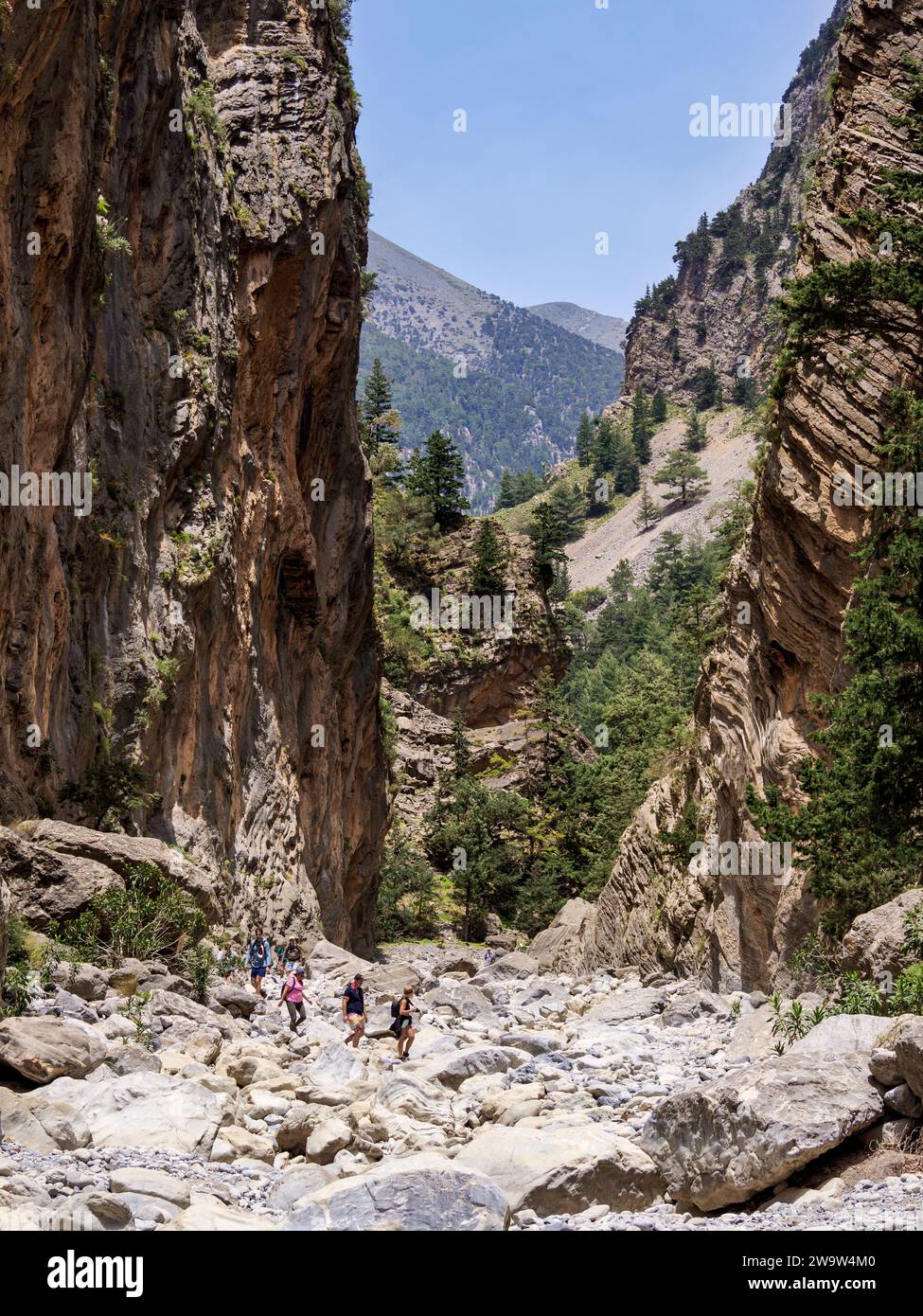People trekking at the Samaria Gorge, Chania Region, Crete, Greece ...