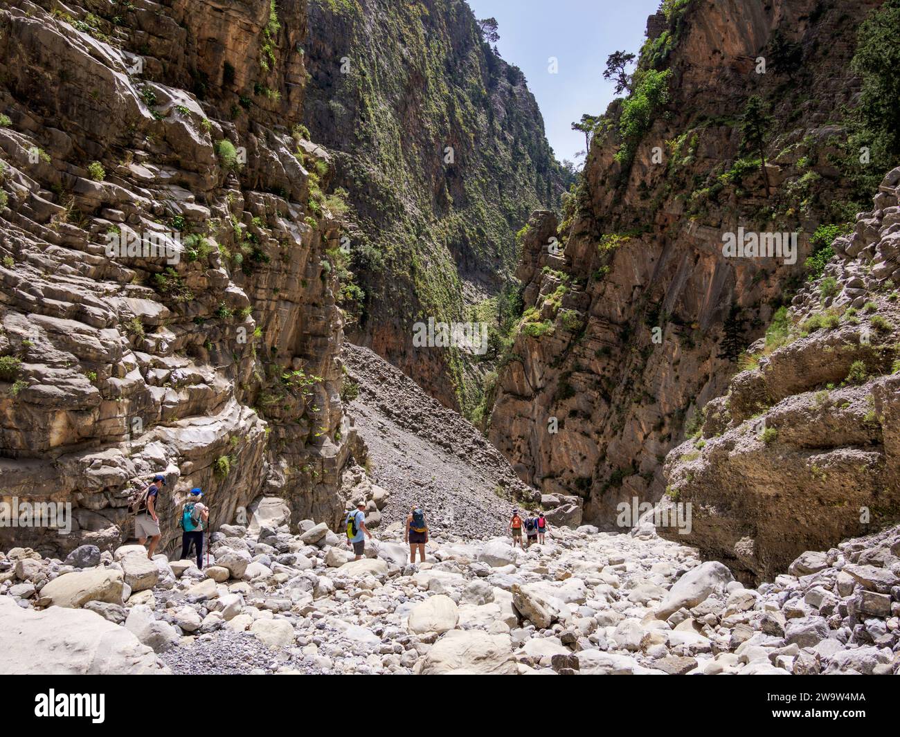 People trekking at the Samaria Gorge, Chania Region, Crete, Greece ...