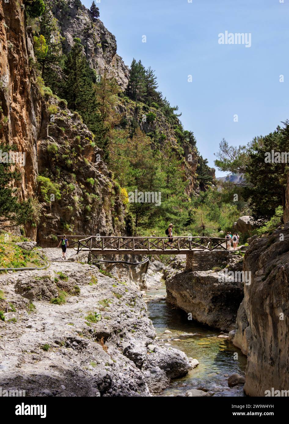 People trekking at the Samaria Gorge, Chania Region, Crete, Greece ...