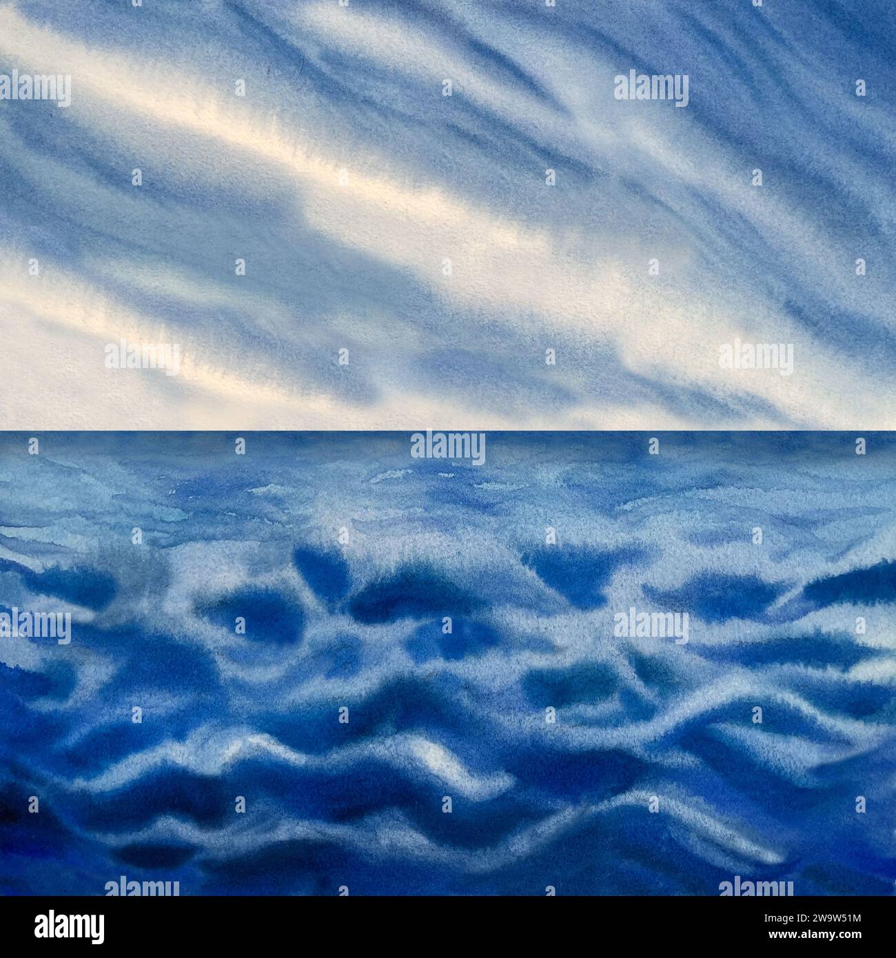 Watercolor abstract blue sea and sky background. Illustration created ...