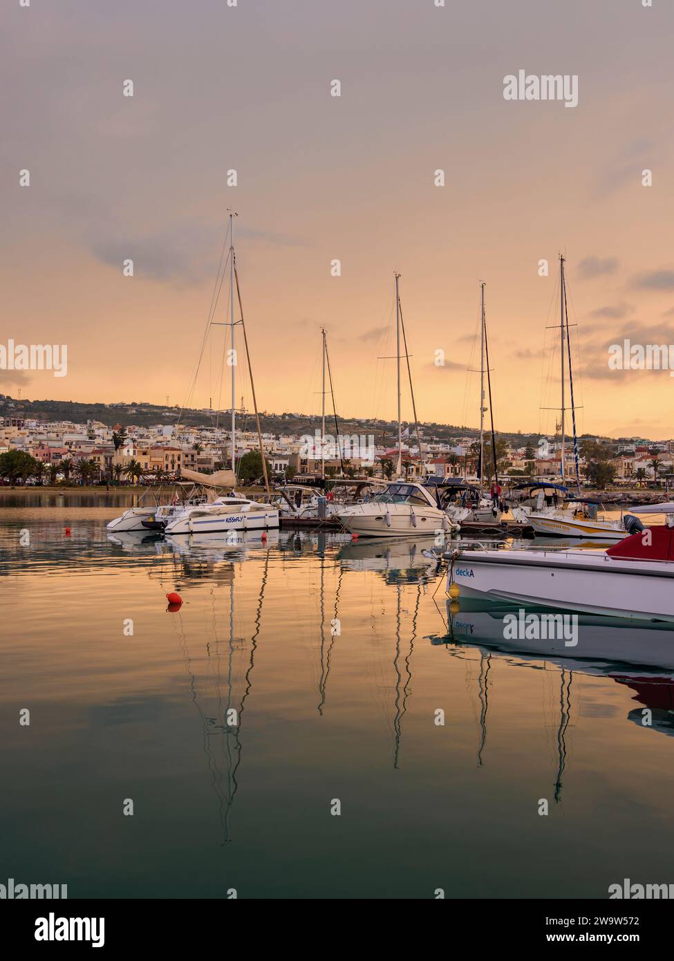 Rethymnon Marina at sunset, City of Rethymno, Rethymno Region, Crete ...