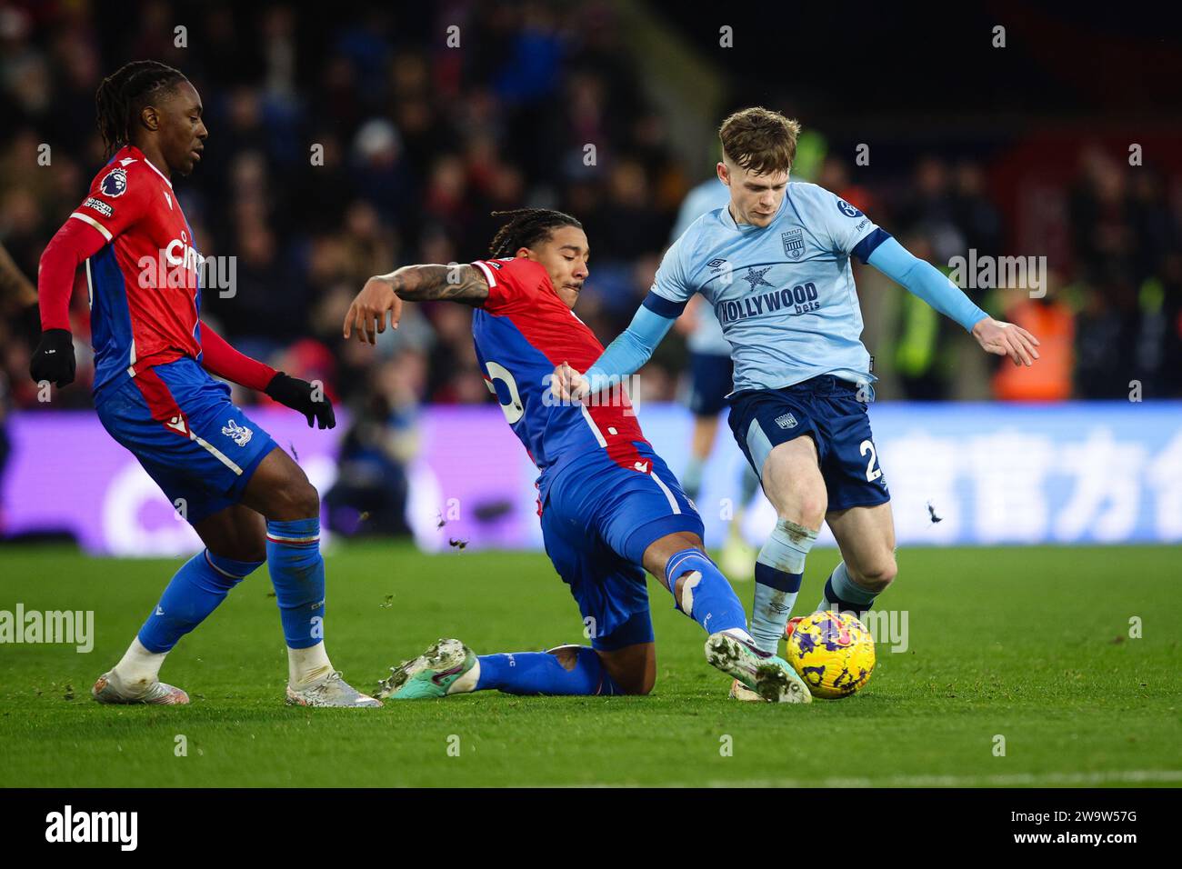 LONDON, UK - 30th Dec 2023: Keane Lewis-Potter of Brentford takes on ...