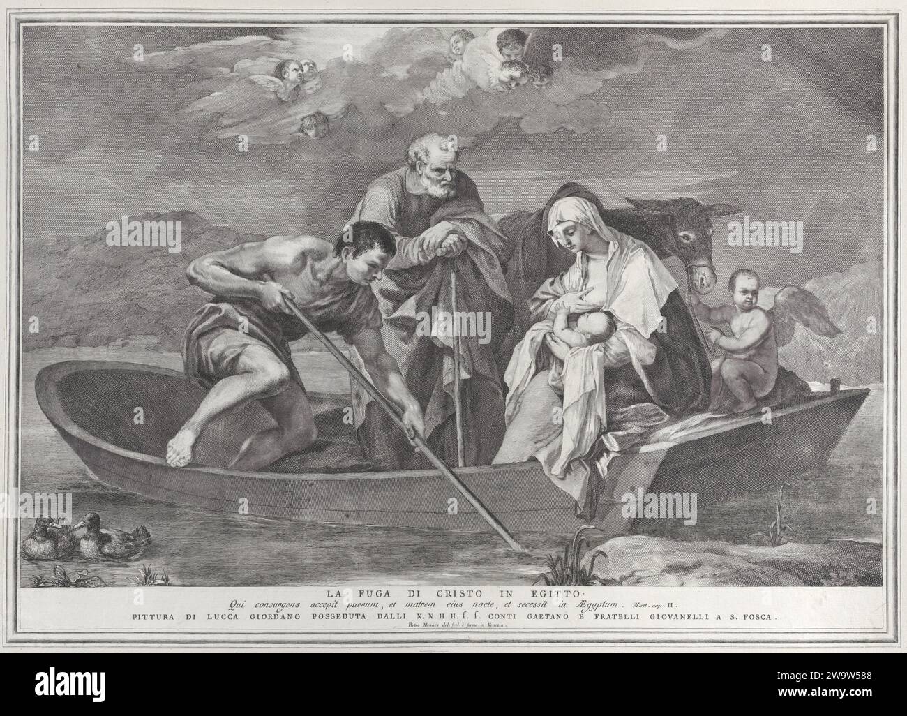 The flight into Egypt, with the Holy Family in a boat 1962 by Luca ...