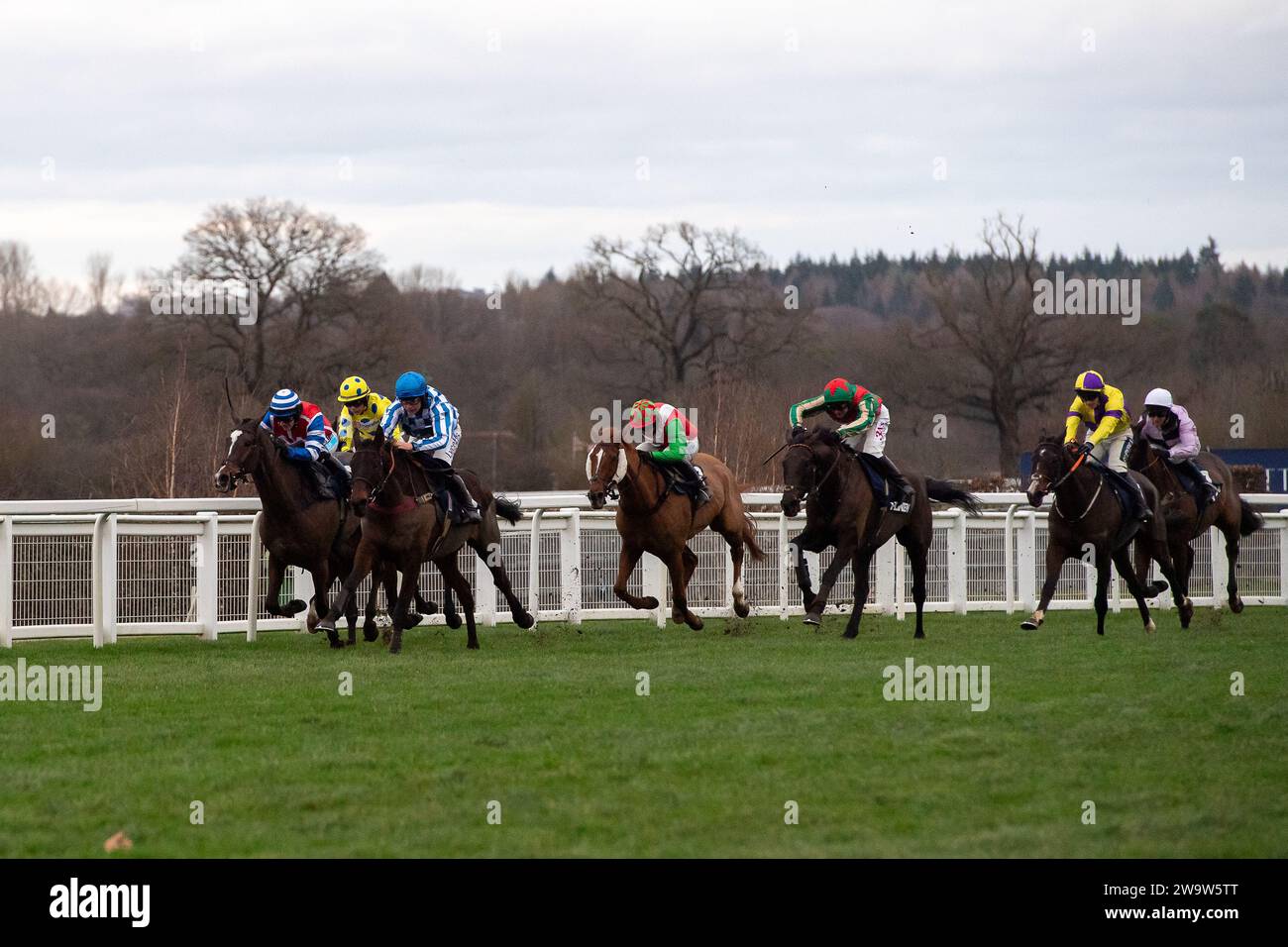 Ascot, UK. 23rd December, 2023. Riders in the Howden Silver Cup ...