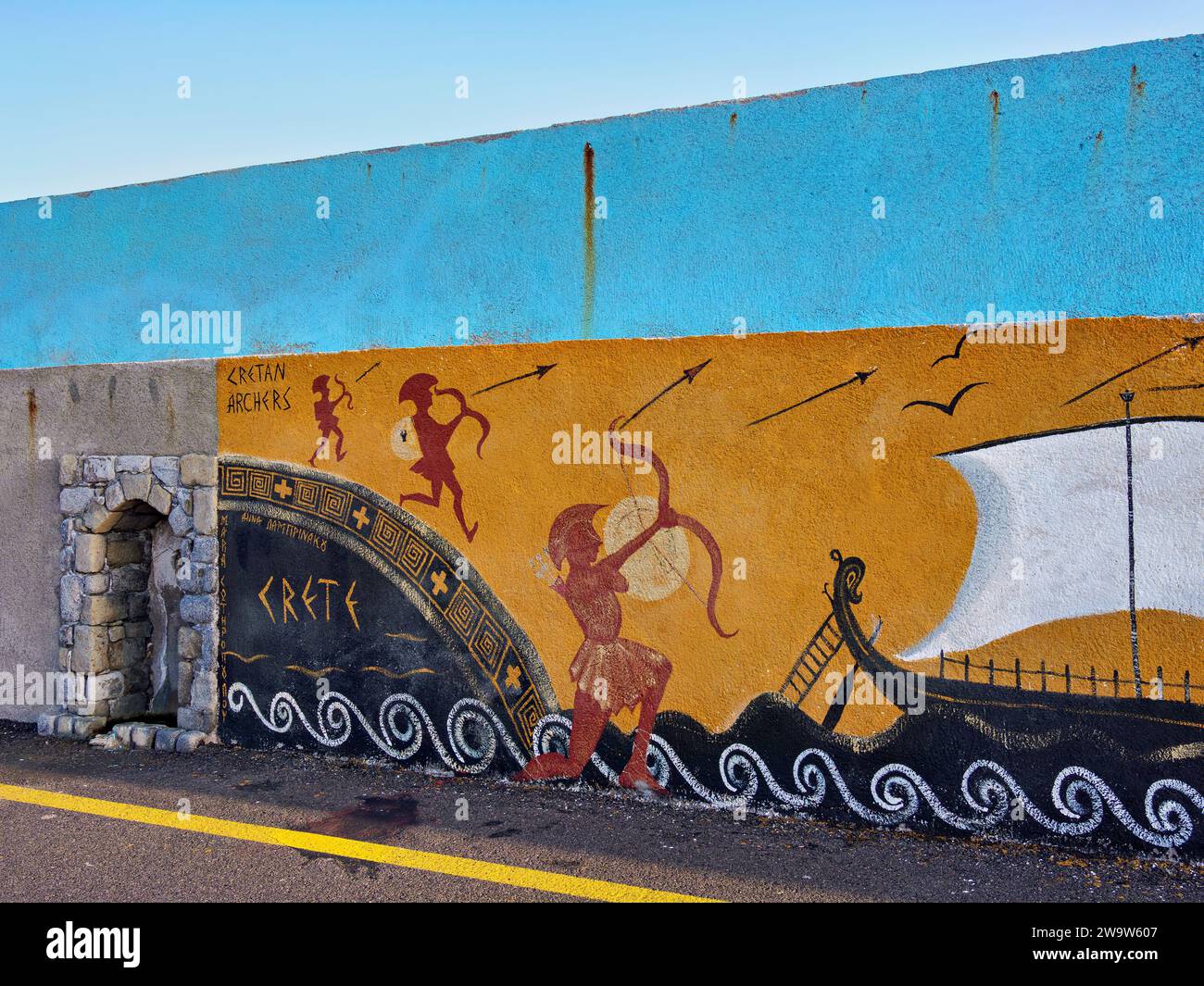 Wall Art at the Heraklion Breakwater in the harbour, City of Heraklion ...