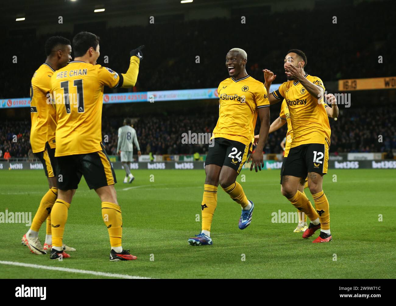 Wolverhampton Wanderers' Matheus Cunha (right) celebrates scoring their ...