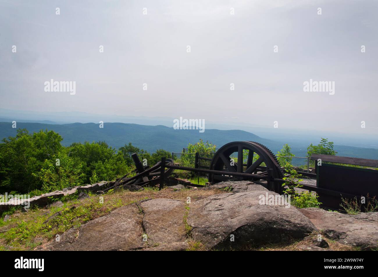 The ruins of largest cable railroad on top of Prospect Mountain in Lake ...