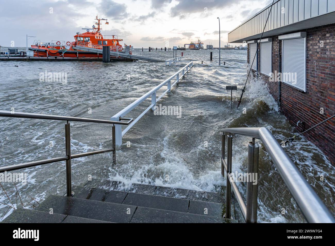 storm surge in the port of Cuxhaven, Germany Stock Photo - Alamy