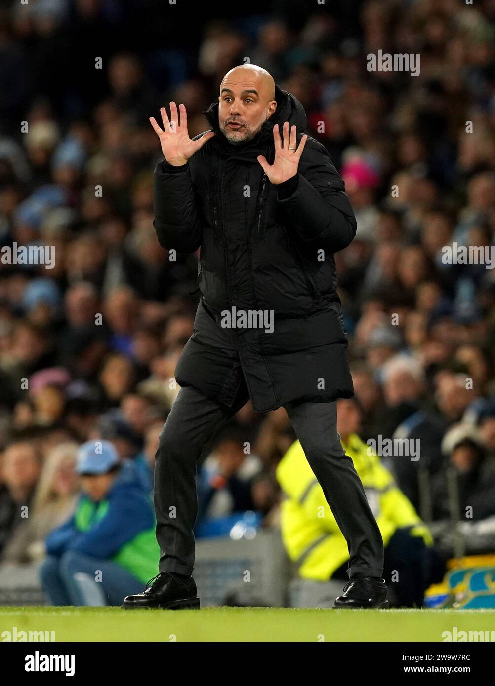 Manchester City manager Pep Guardiola on the touchline during the ...
