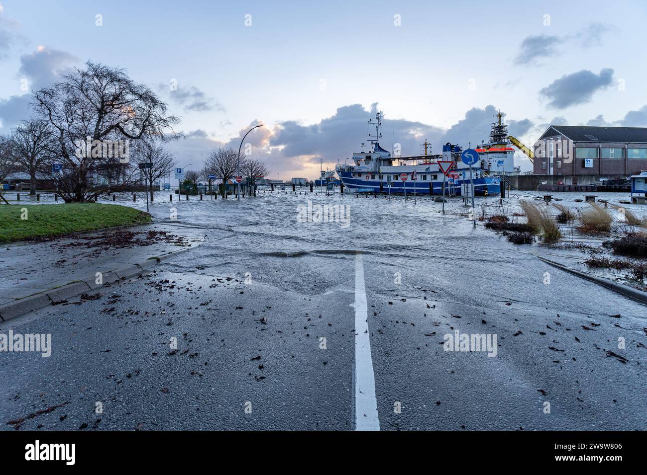 storm surge in the port of Cuxhaven, Germany Stock Photo - Alamy