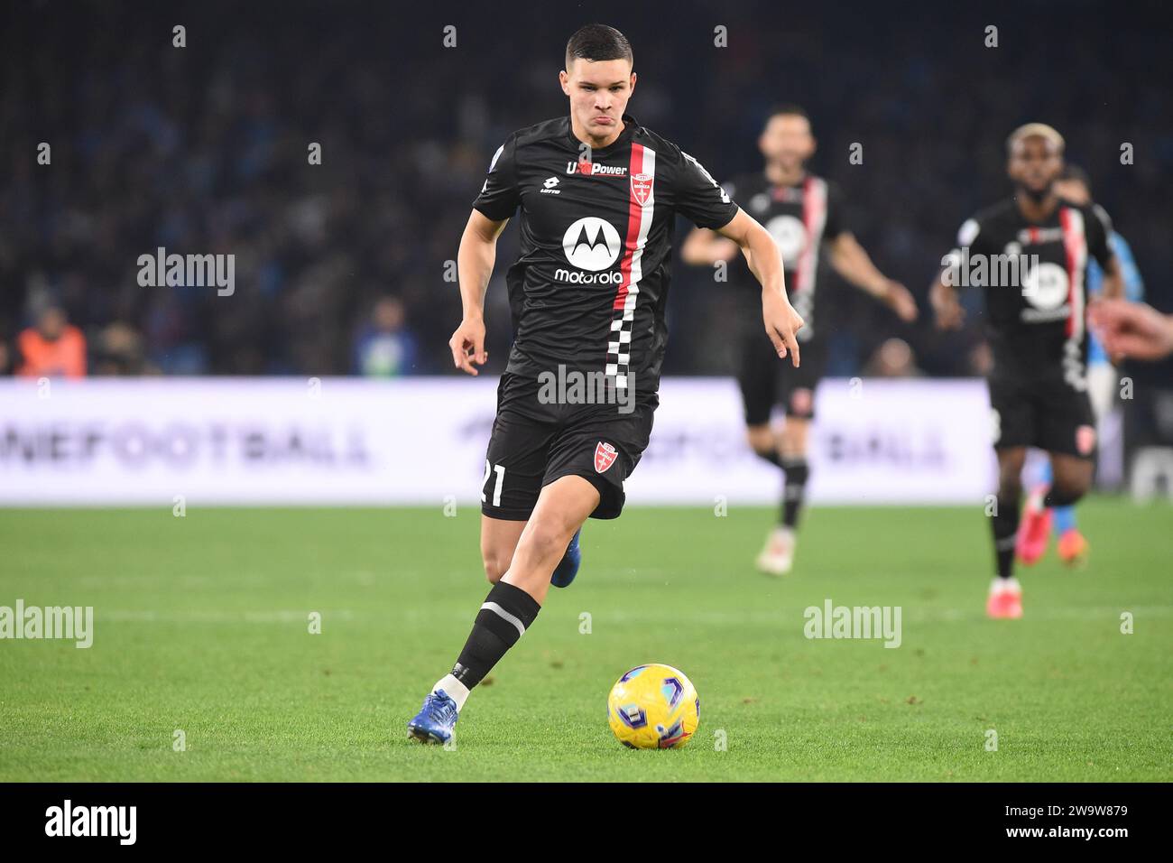 Naples, Italy. 29 Dec, 2023. Valentin Carboni of AC Monza during the ...