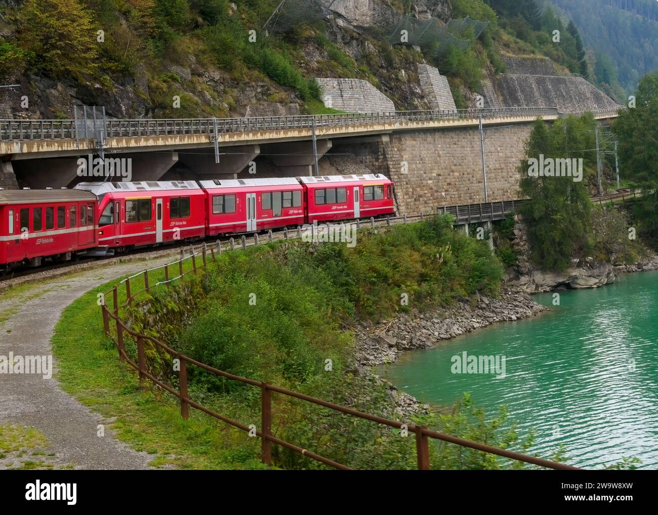 Swiss mountain train Bernina Express Stock Photo - Alamy