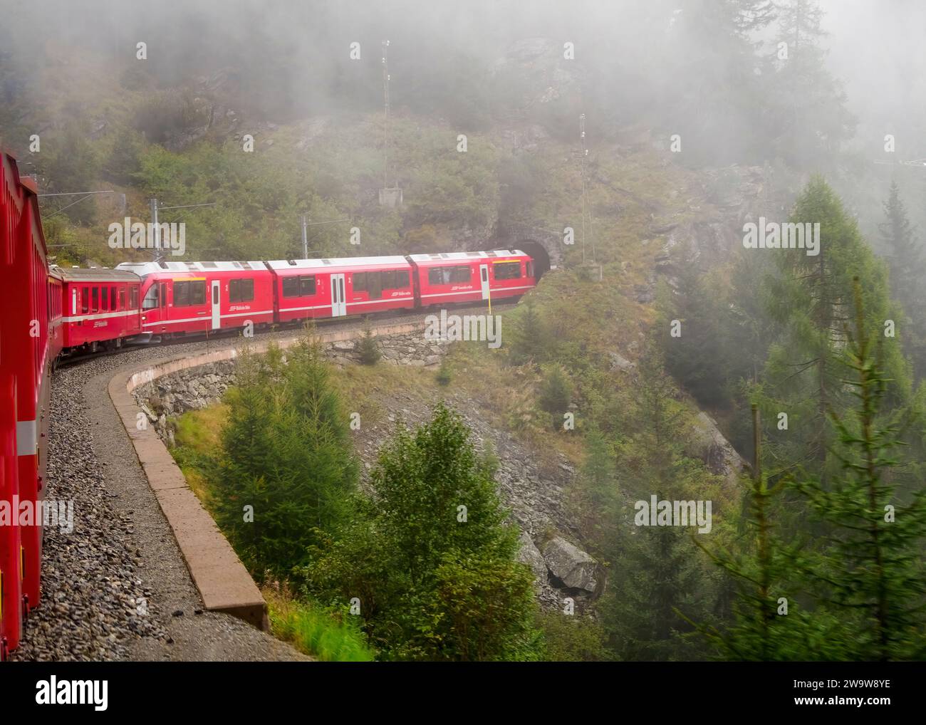 Swiss mountain train Bernina Express Stock Photo - Alamy