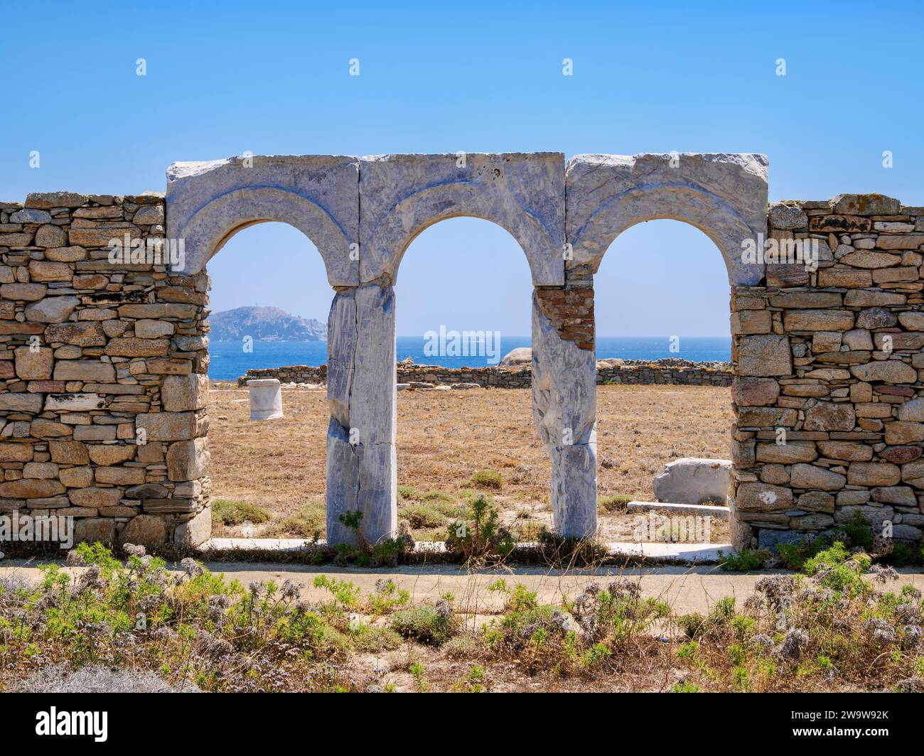 Gymnasium, Delos Archaeological Site, Delos Island, Cyclades, Greece ...