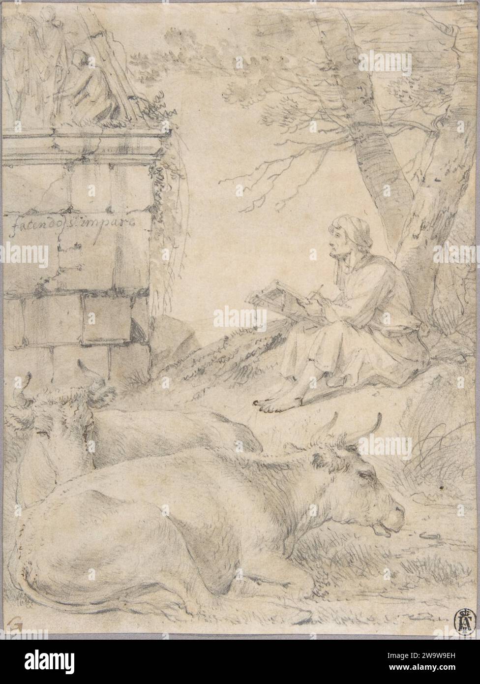 Artist Drawing in an Italianate Landscape 2001 by Jan van Ossenbeeck ...