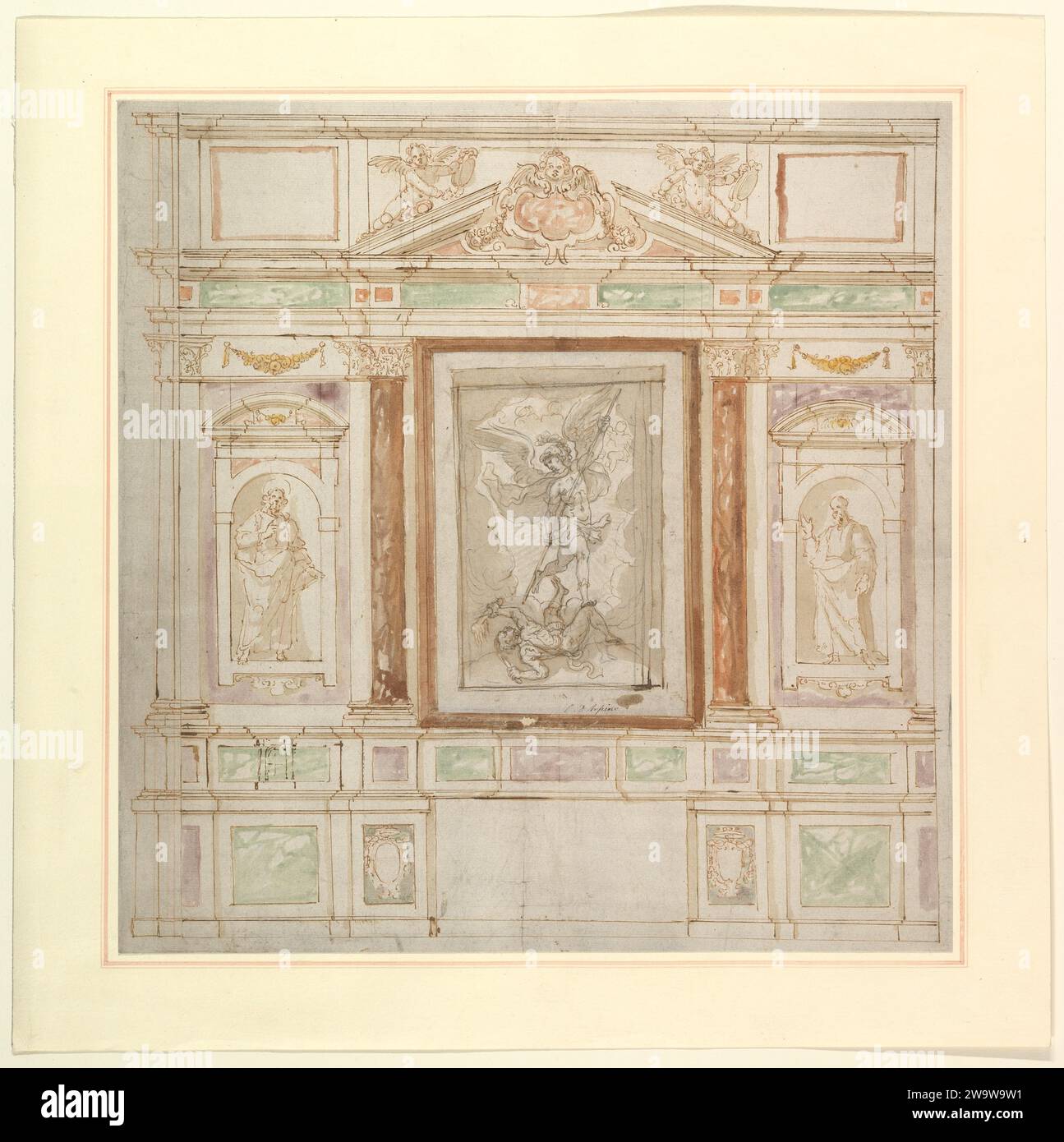 Architectural Design for a Monumental Altar, with a Composition with ...