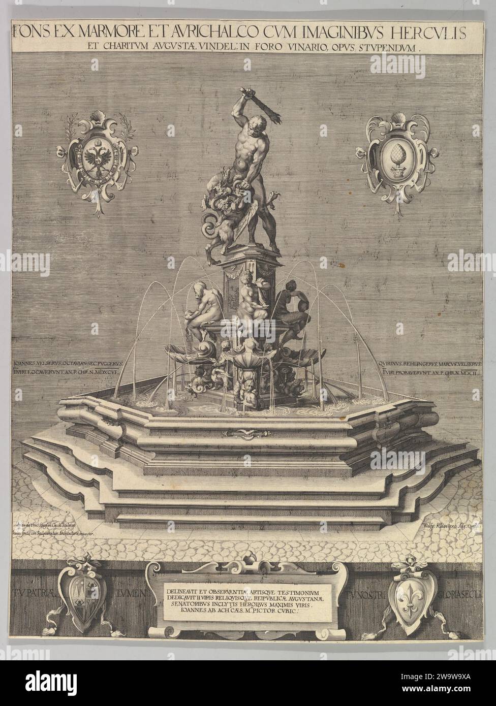 The Fountain of Hercules in Augsburg, a reduced copy afer Muller's ...