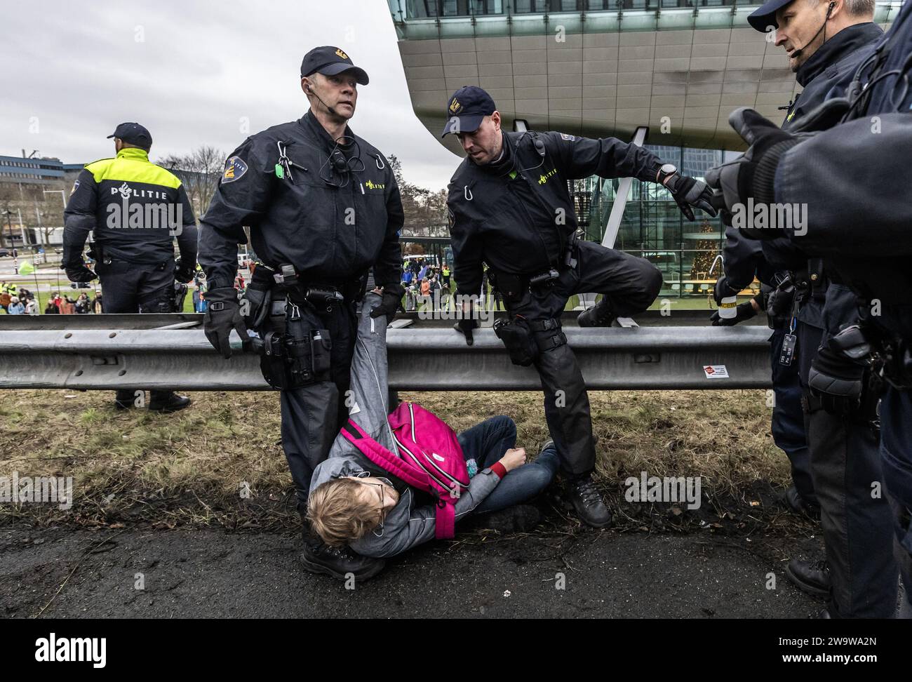 AMSTERDAM - Protesters from Extinction Rebellion during a blockade of ...